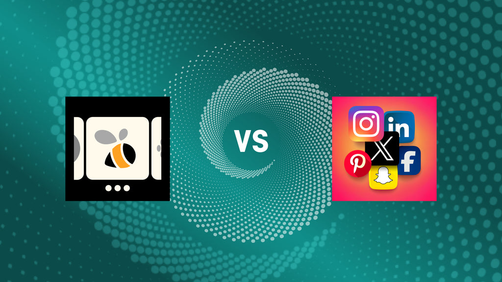 Shopify Icons Apps: BEE Logo showcase banner logos vs Social Bar: Soci